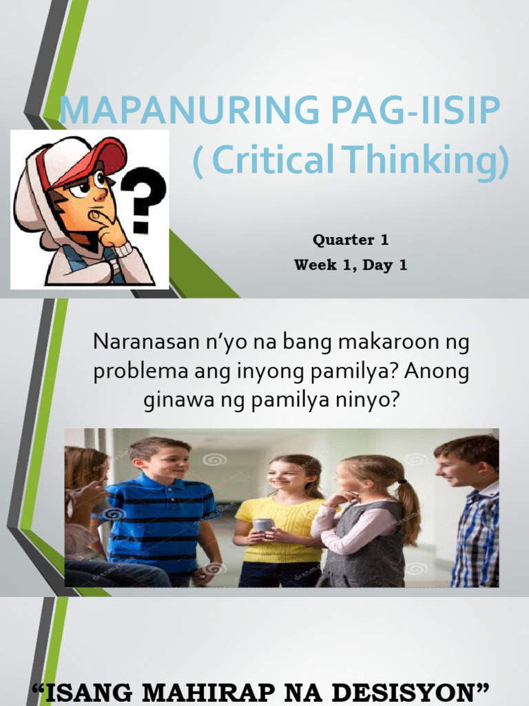 Day 1 Mapanuring Pag-Iisip | PDF