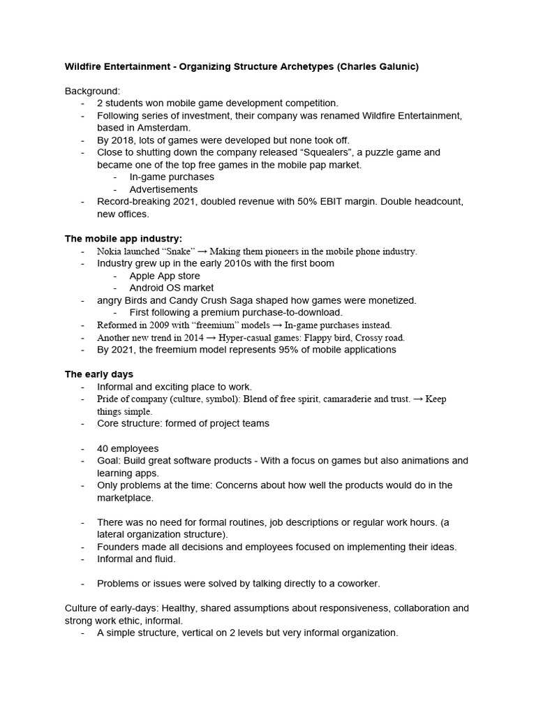 Analysis of Wildfire Entertainment Case | PDF | Mobile Game | Computing