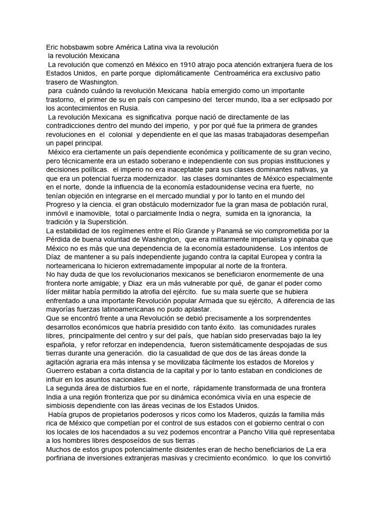 Eric Hobsbawm Sobre América Latina Viva La Revolución | PDF | México ...