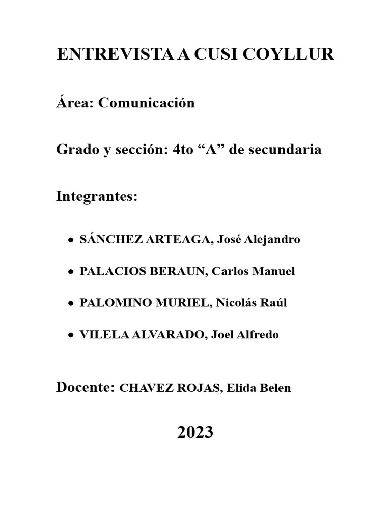 Entrevista A Cusi Coyllur | PDF | Imperio Inca