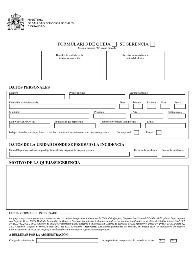 Queja Sugerencia MSSSI | PDF