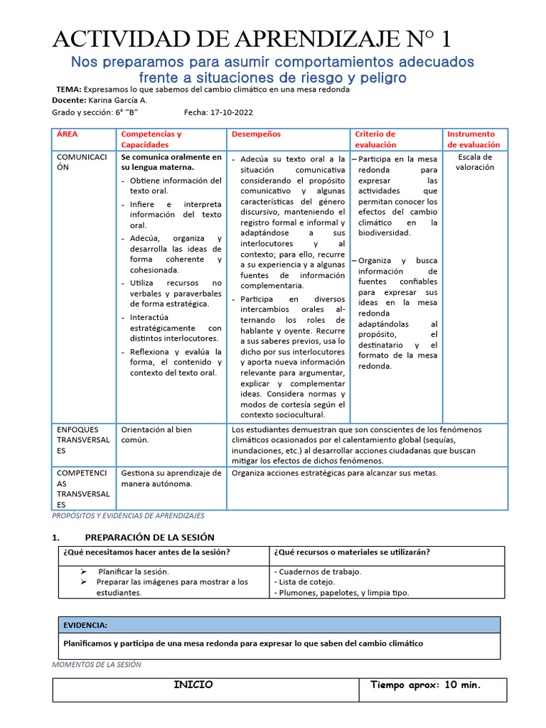 Actividad de Aprendizaje N 1 Lunes 17 Oct | PDF | Evaluación | Aprendizaje