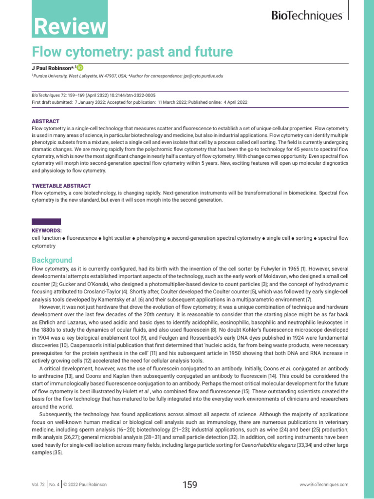 Flow Cytometry Past and Future | PDF | Flow Cytometry | Scattering