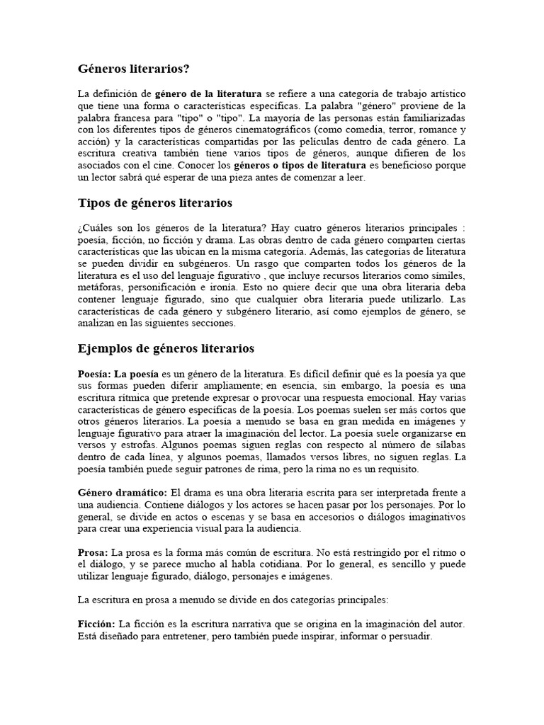 Géneros literarios | PDF | Poesía | No ficción
