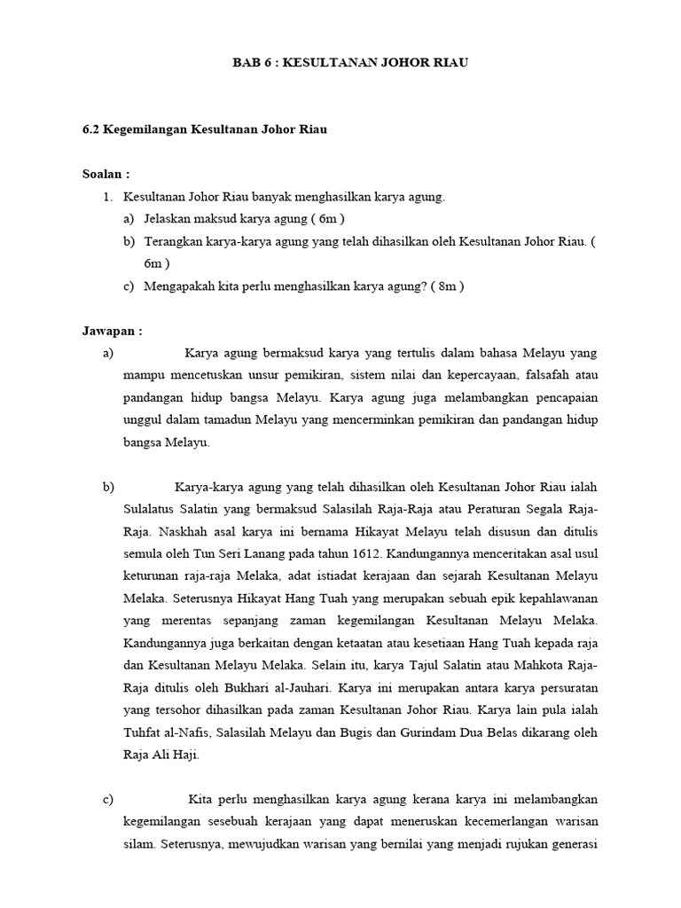 Bab 6: Kesultanan Johor Riau | PDF