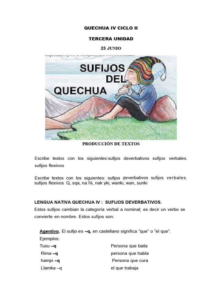 10-Quechua Iv Ciclo Ii | PDF | Verbo | Familias de idiomas