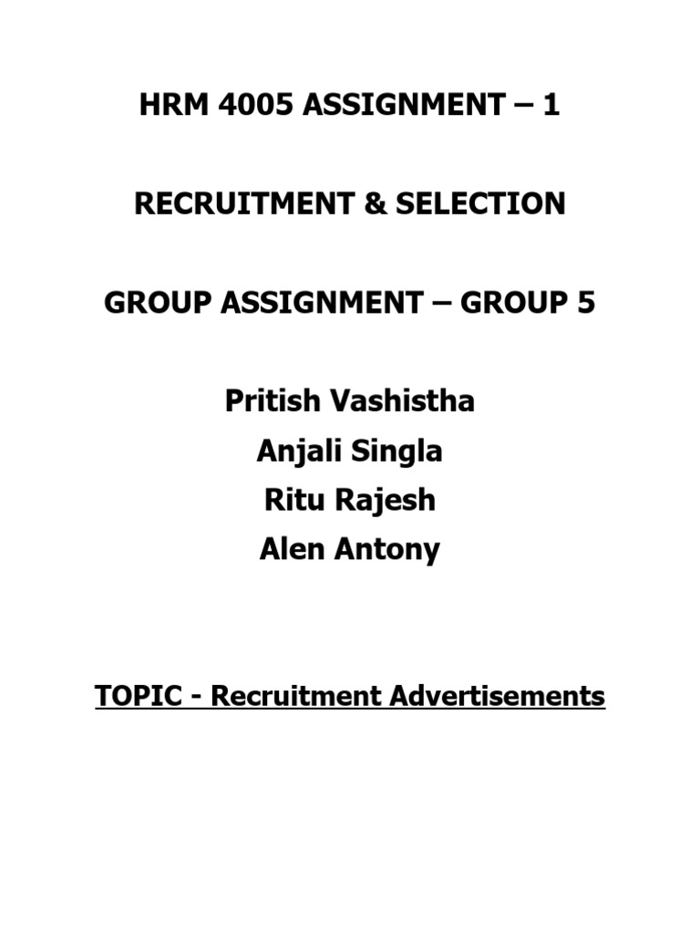HRM 4005 ASSIGNMENT 1 - Recruitment & Selection | PDF | Linked In | Recruitment