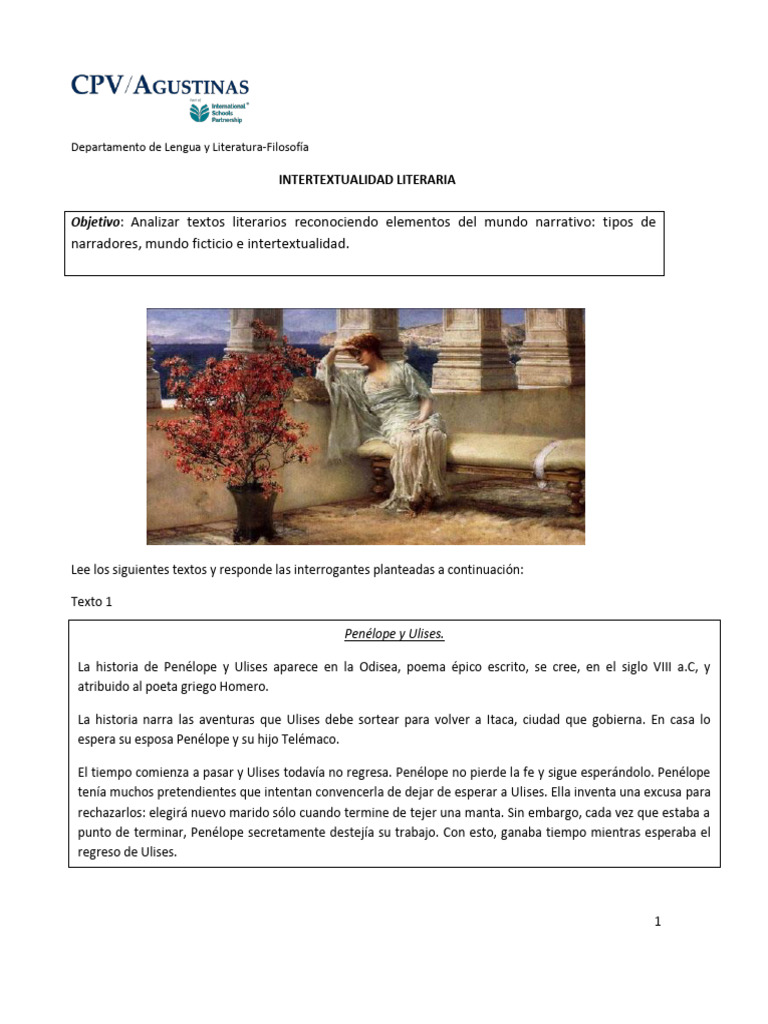 Penélope y Ulises: Intertextualidad Literaria | PDF | Odiseo | Odisea