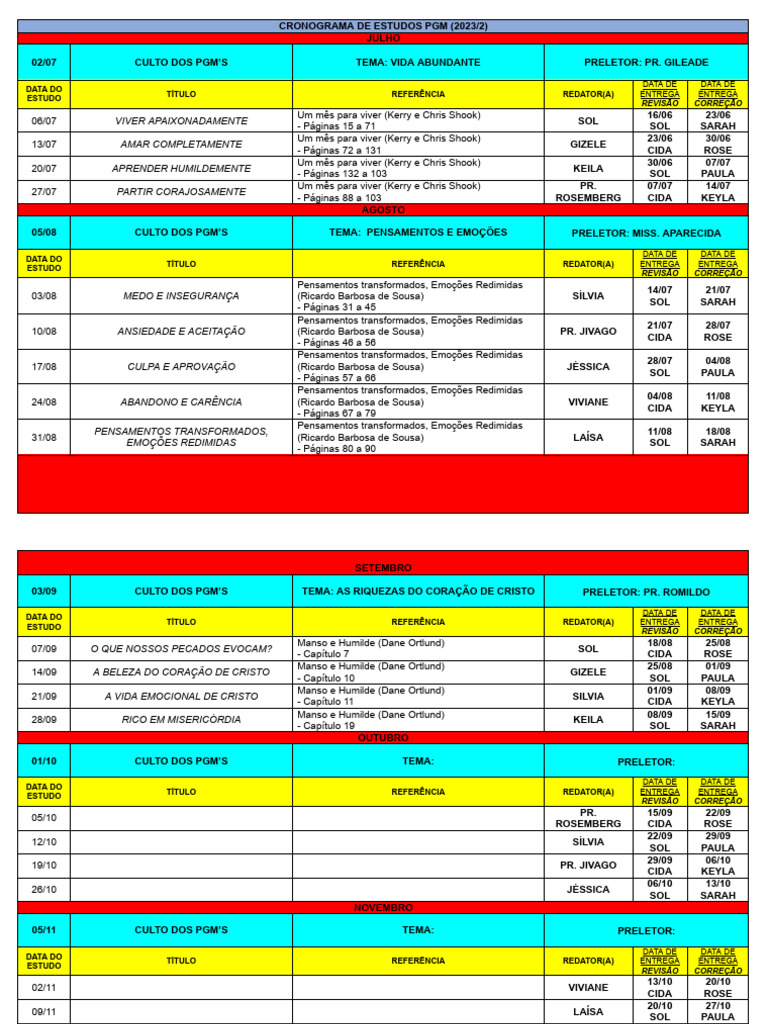 Cronograma de Estudos PGM 2023/2 | PDF