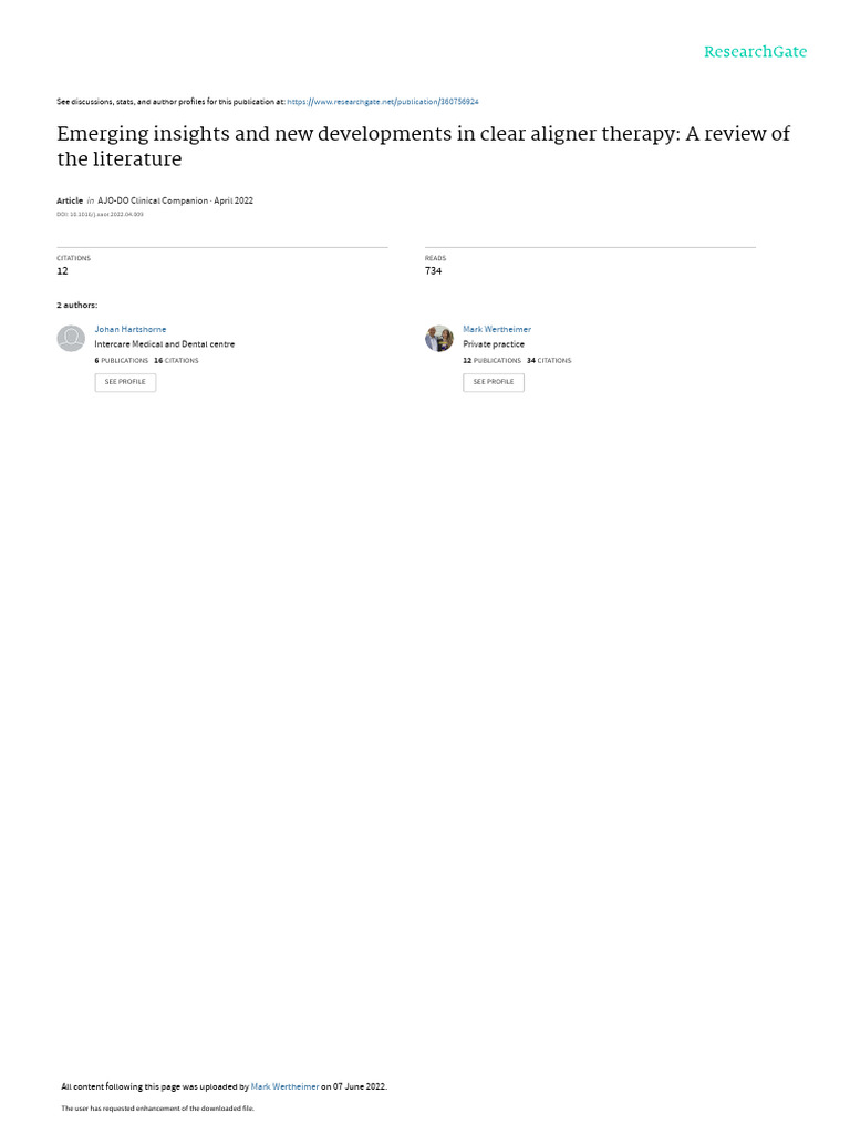 Emerging Insights and New Developments in Clear Aligner Therapy - A Review of The Literature ...