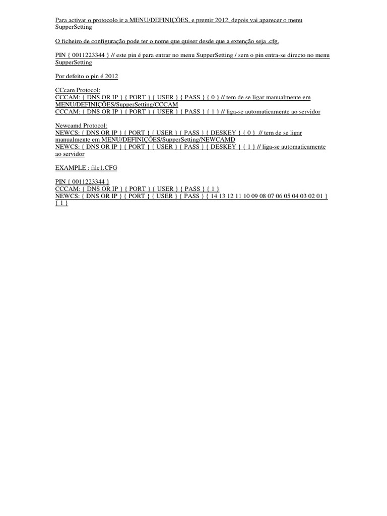 Manual para As Linhas de Cccam Ou Newcamd | PDF