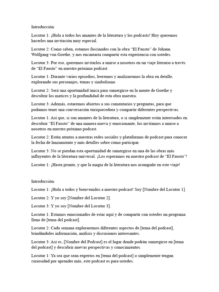 "Explorando El Fausto: Podcast Literario" | PDF | Fausto | Johann ...