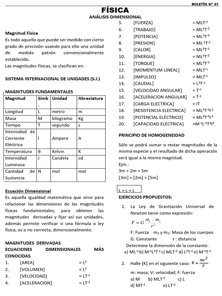 Magnitudes Físicas y Ecuaciones Dimensionales | PDF | Kilogramo | Masa