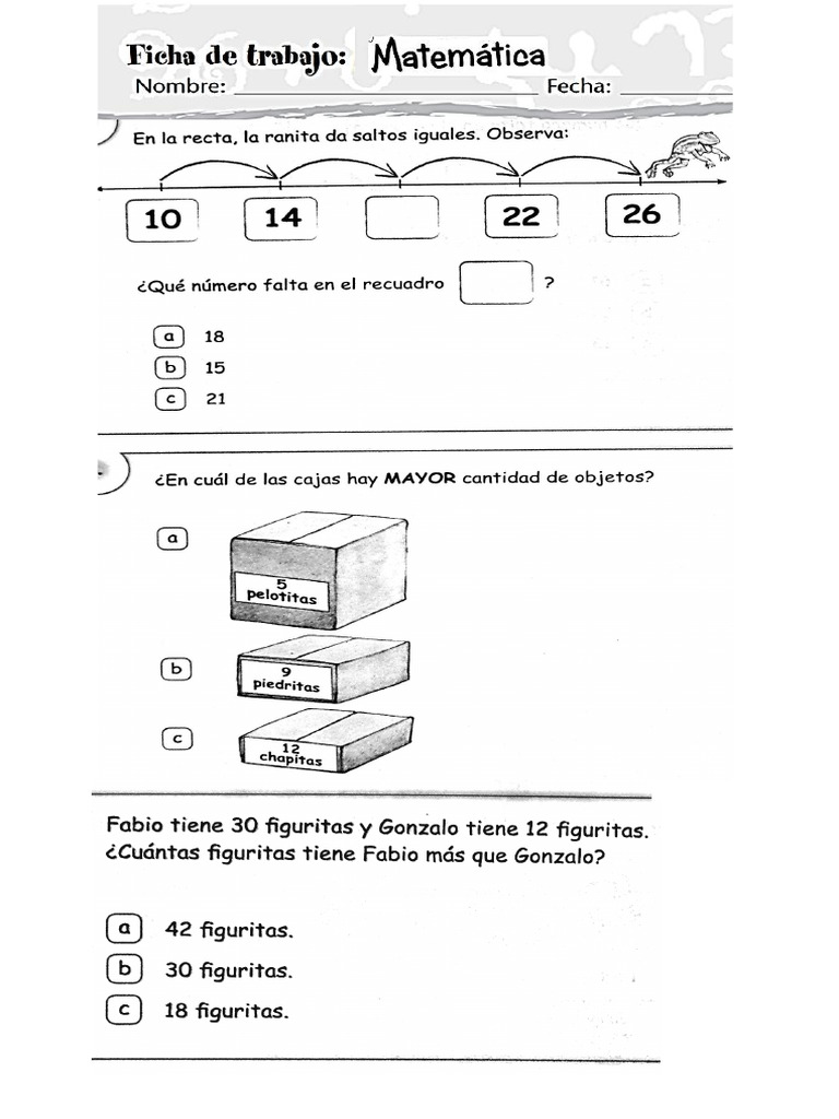 Matematica Fichas de Trabajo Segundo Grado | PDF