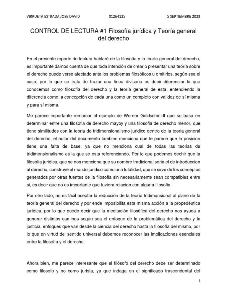 Control de Lectura #1 | PDF | Teoría | Esencia