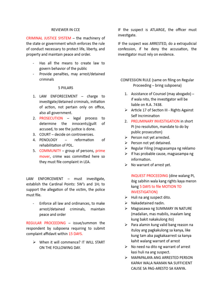 Reviewer in Cce CLJ | PDF | Plea | Prosecutor