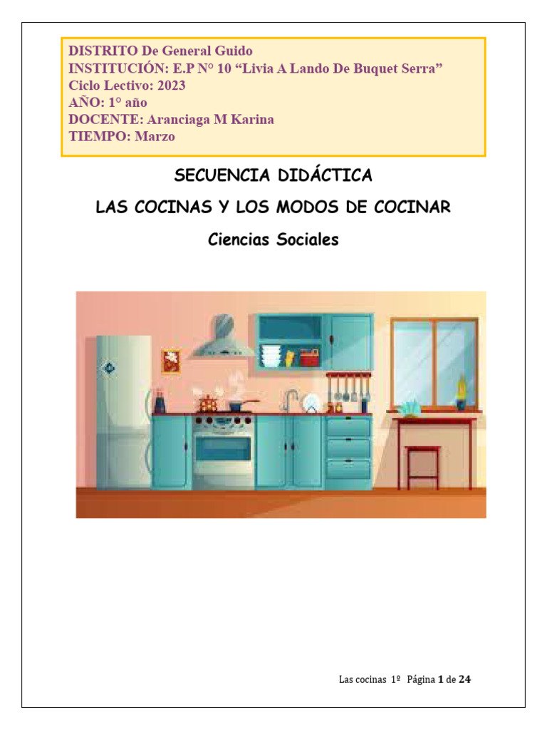 Secuencia Didáctica: Cocinas y Modos de Cocinar | PDF | Alimentos ...