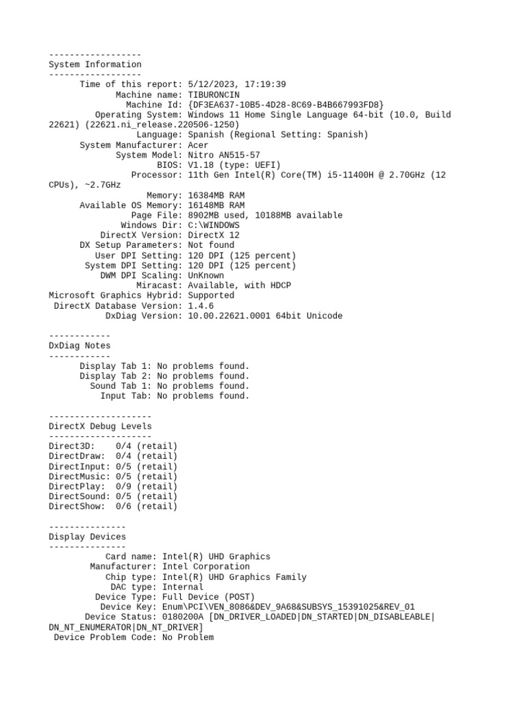 DX Diag | PDF | Device Driver | Graphics Processing Unit