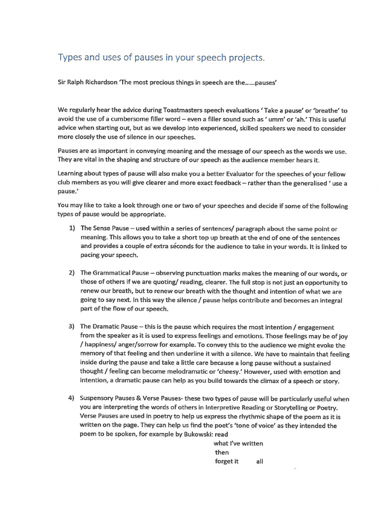 Types & Uses of Pauses | PDF