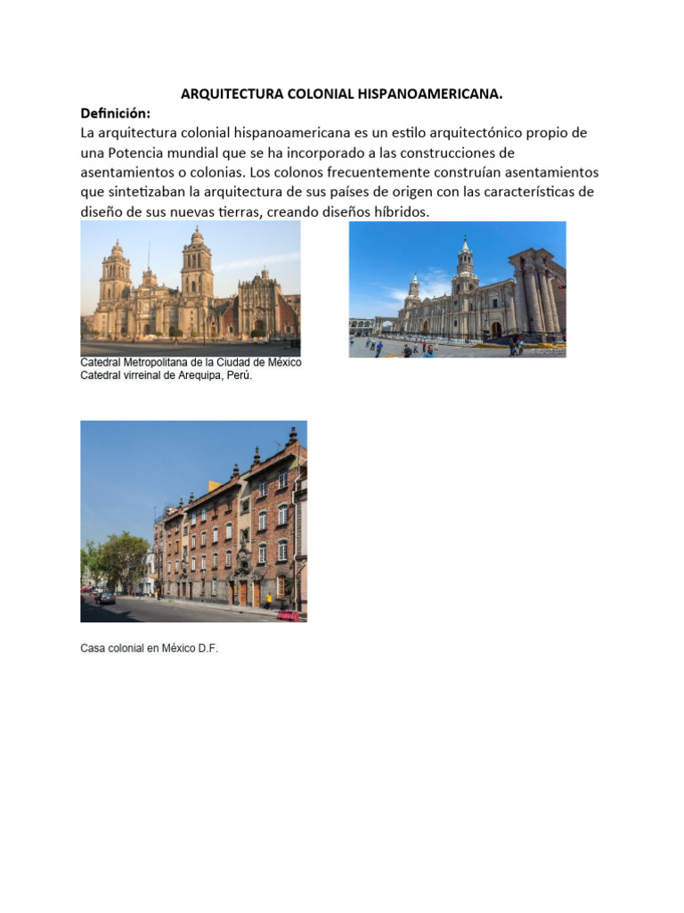 Arquitectura Colonial Hispanoamericana Definicion e Historia | PDF