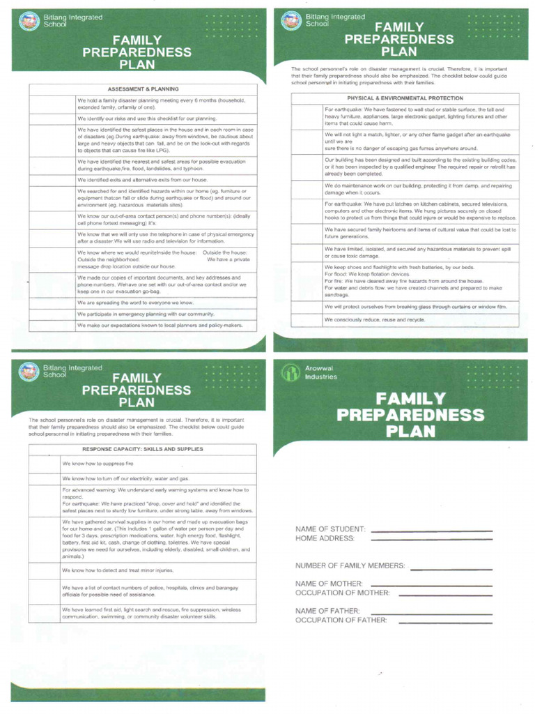 FPP Family Preparedness Plan Template | PDF