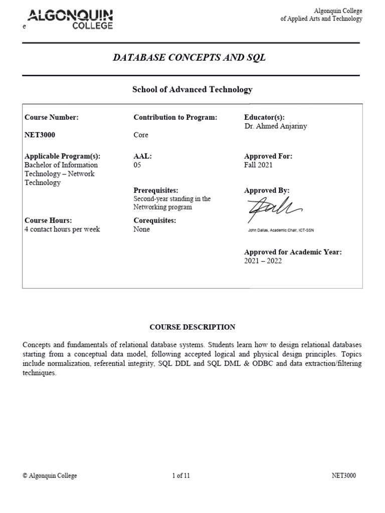 Course Outline | PDF | Databases | Computer Data