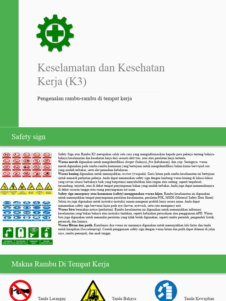 Dasar-Dasar Keselamatan Dan Kesehatan Kerja (K3) Pengenalan Rambu-Rambu ...