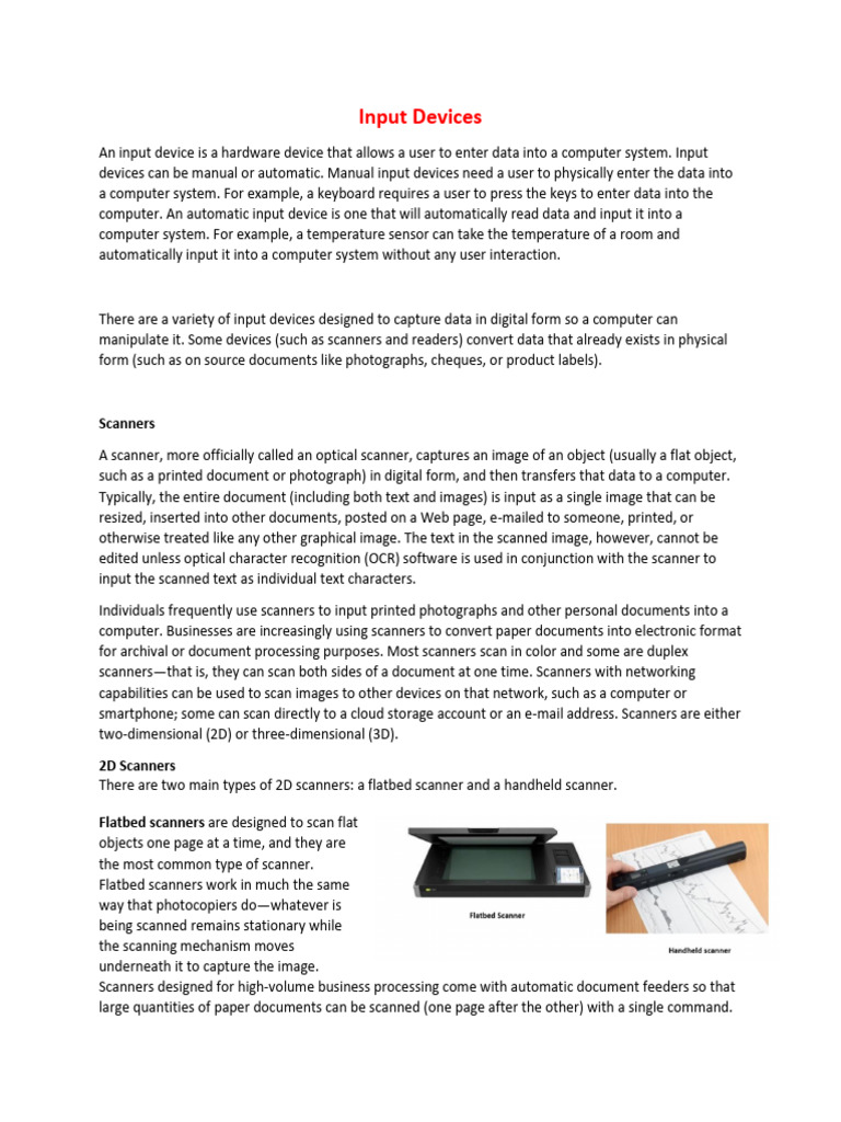 Data Scanning Devices Overview | PDF | Image Scanner | Optical ...