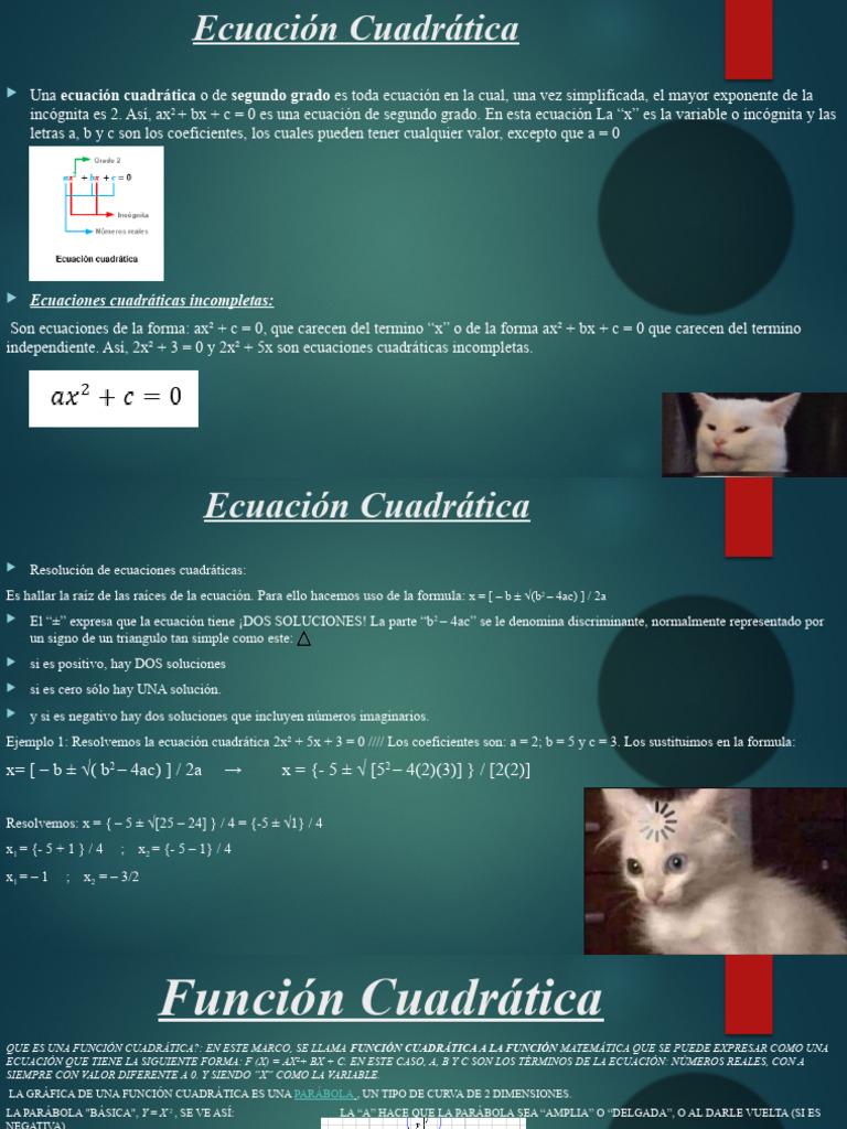 Exposición Matemáticas - Funcion Cuadratica | PDF | Ecuaciones | Ecuación cuadrática