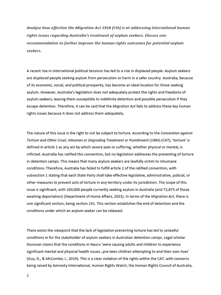Migration Act's Impact on Asylum Rights | PDF | Immigration Detention ...