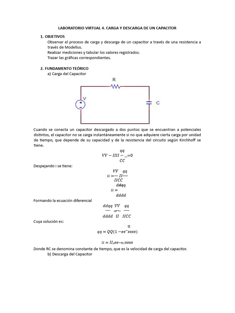 Laboratorio Virtual Carga Descarga Capacitor | PDF | Condensador | Simulación
