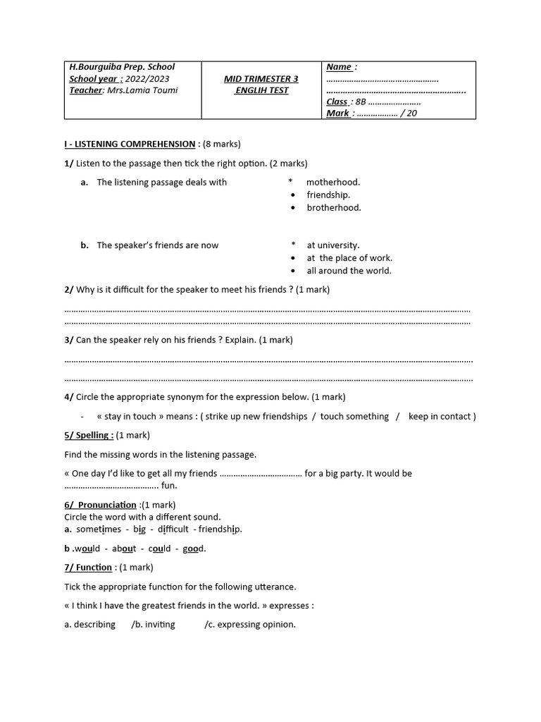 H Bourguiba Prep School | PDF