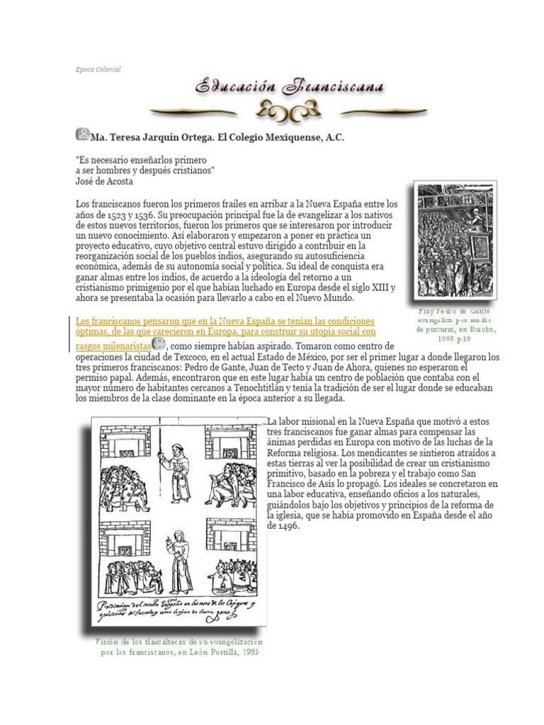 Educacion Franciscana | PDF | Nueva españa | Iglesia Católica