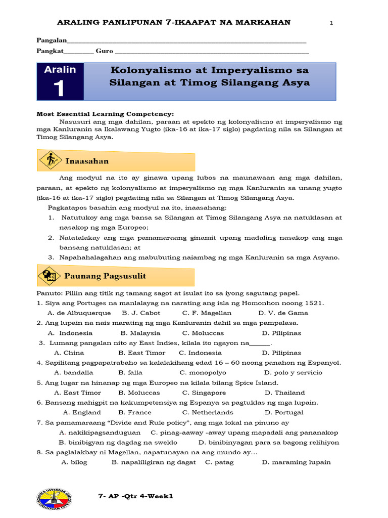 AP 7 Q4 Week 1 1 | PDF