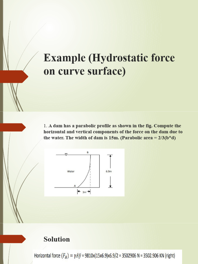 Example (Hydrostatic On Curve Surface) | PDF