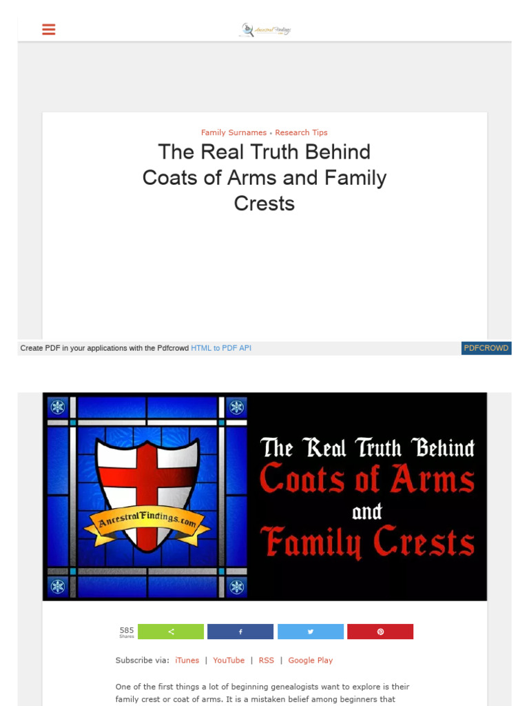 Family Crests and Coat of Arms | PDF | Heraldry | Genealogy
