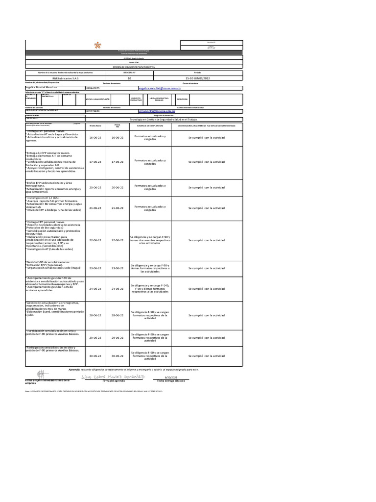 Bitácora 16 A 30 de Junio 2022 | PDF