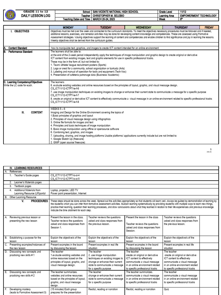 DLL Empowerment Tech Week 5 and 6 | PDF | Educational Technology | Learning