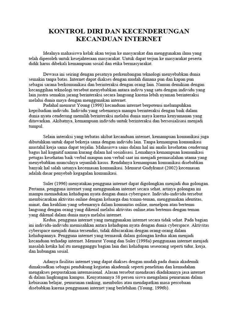 Kontrol Diri Dan Kecenderungan Kecanduan Internet | PDF