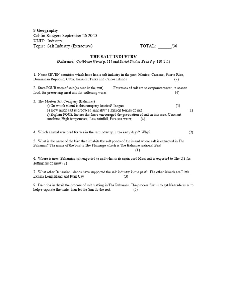 Overview of Bahamas Salt Industry | PDF