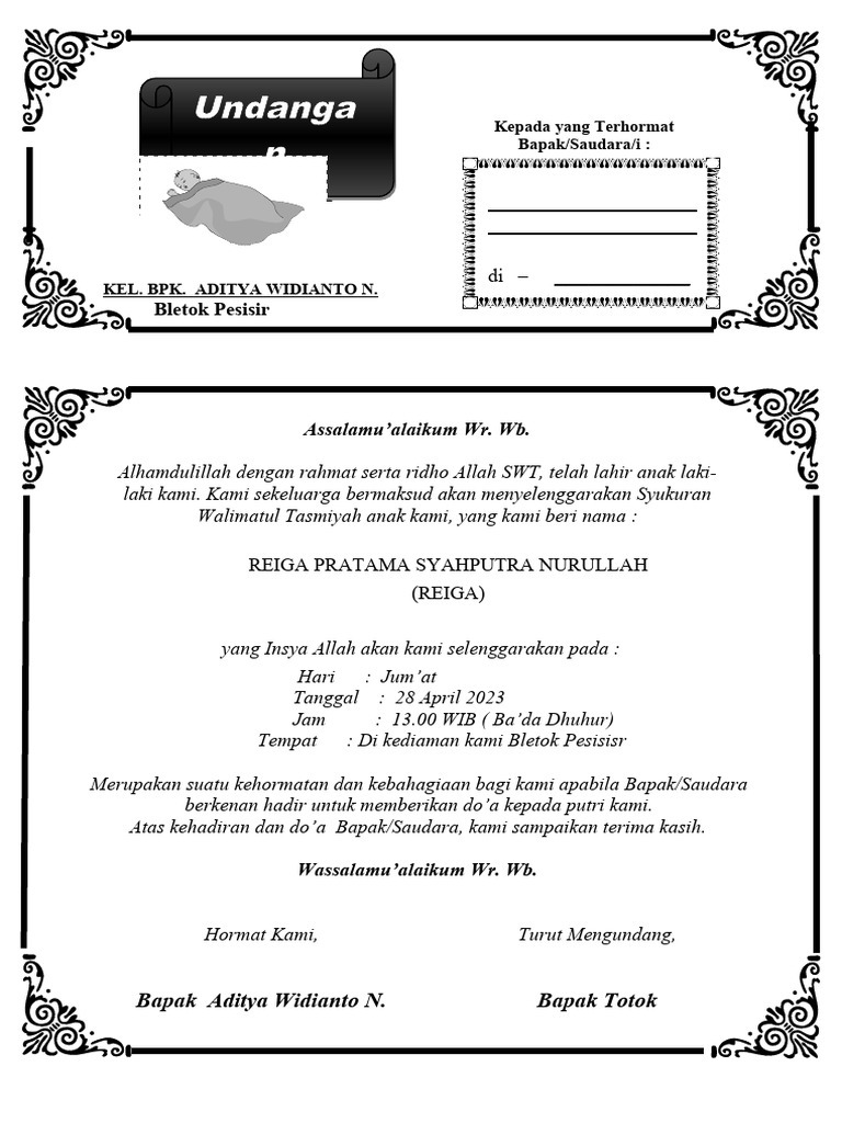 Undangan Tasmiyah | PDF