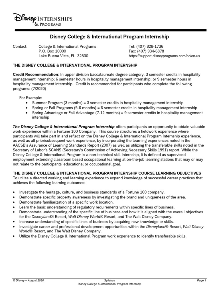Disney College | PDF | Internship | Job Hunting