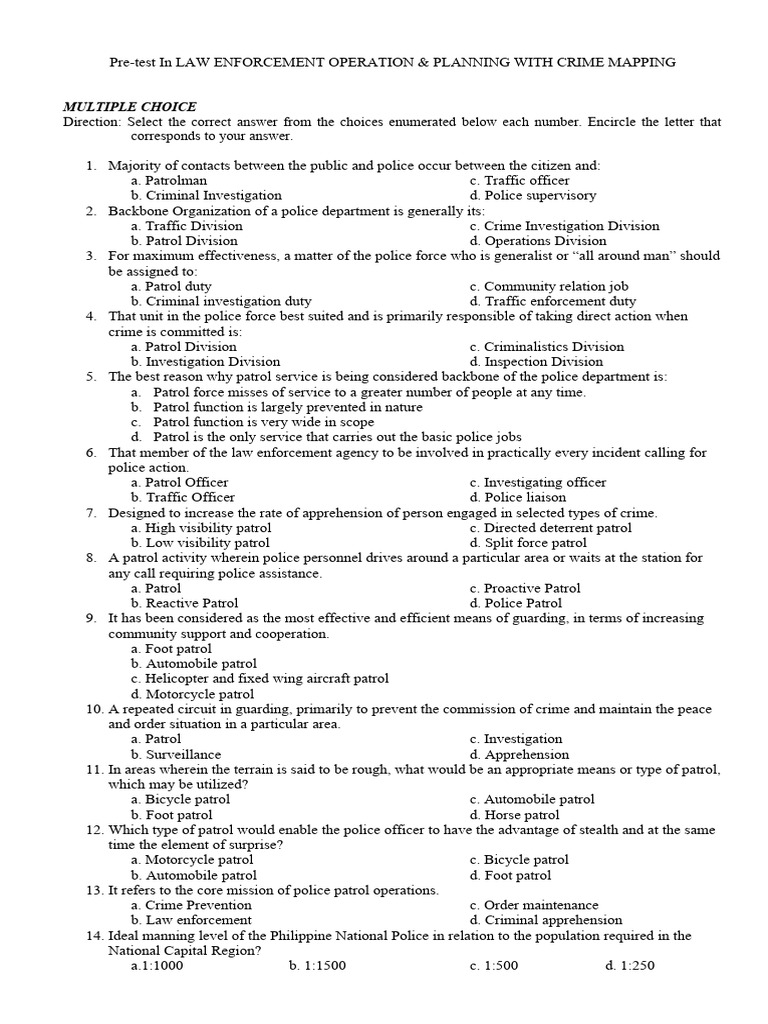 Law Enforcement Operations Pre-Test | PDF | Radio | Police