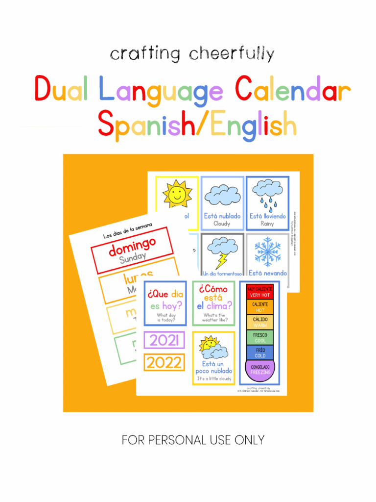 Dual Language Spanish and English Calendar Cards | PDF