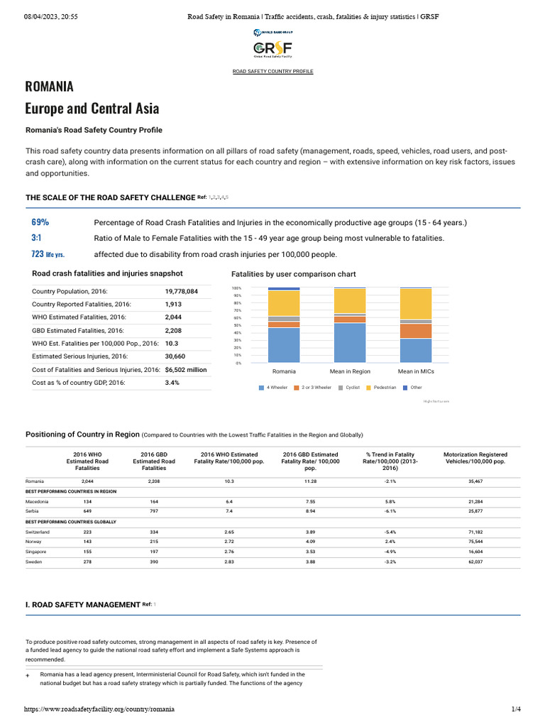 Romania Road Safety Statistics Overview | PDF | Traffic Collision ...