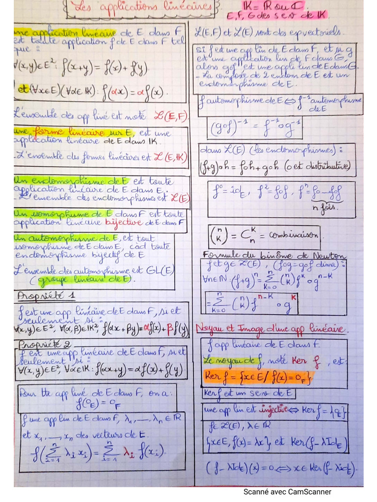 Fiches Algébre Ecs | PDF