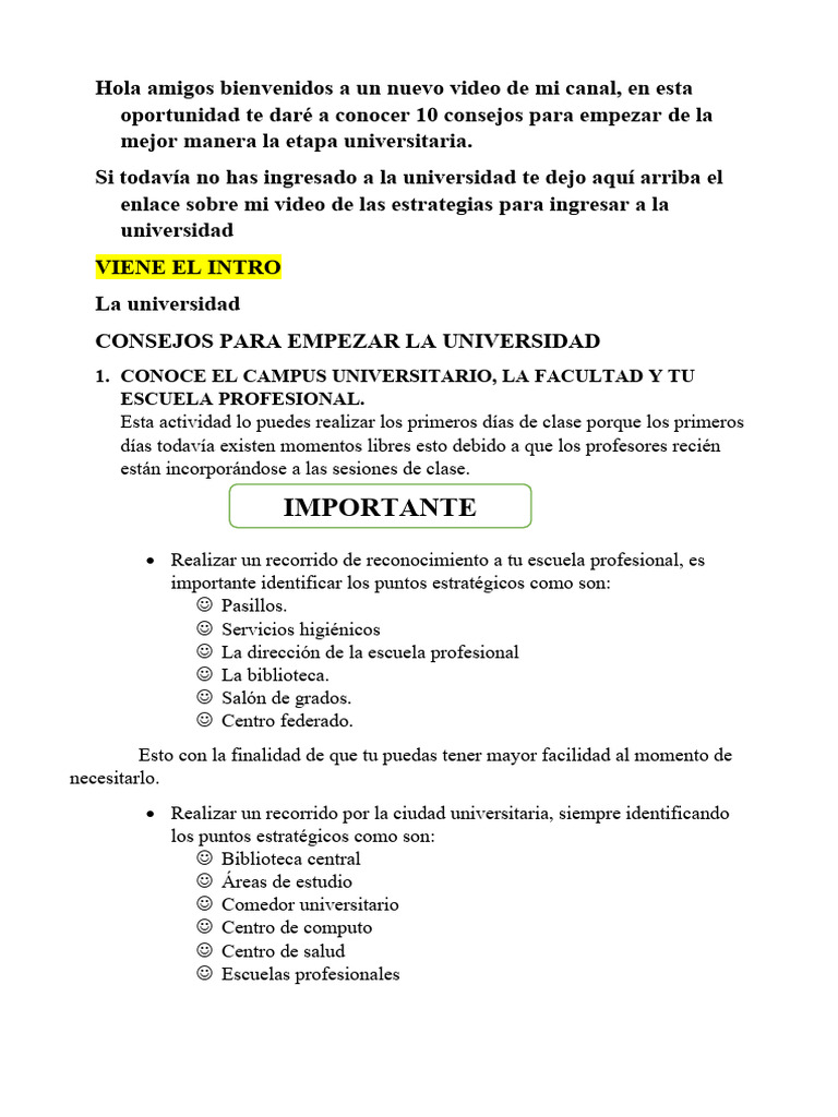 Consejos para Empezar La Universidad | PDF
