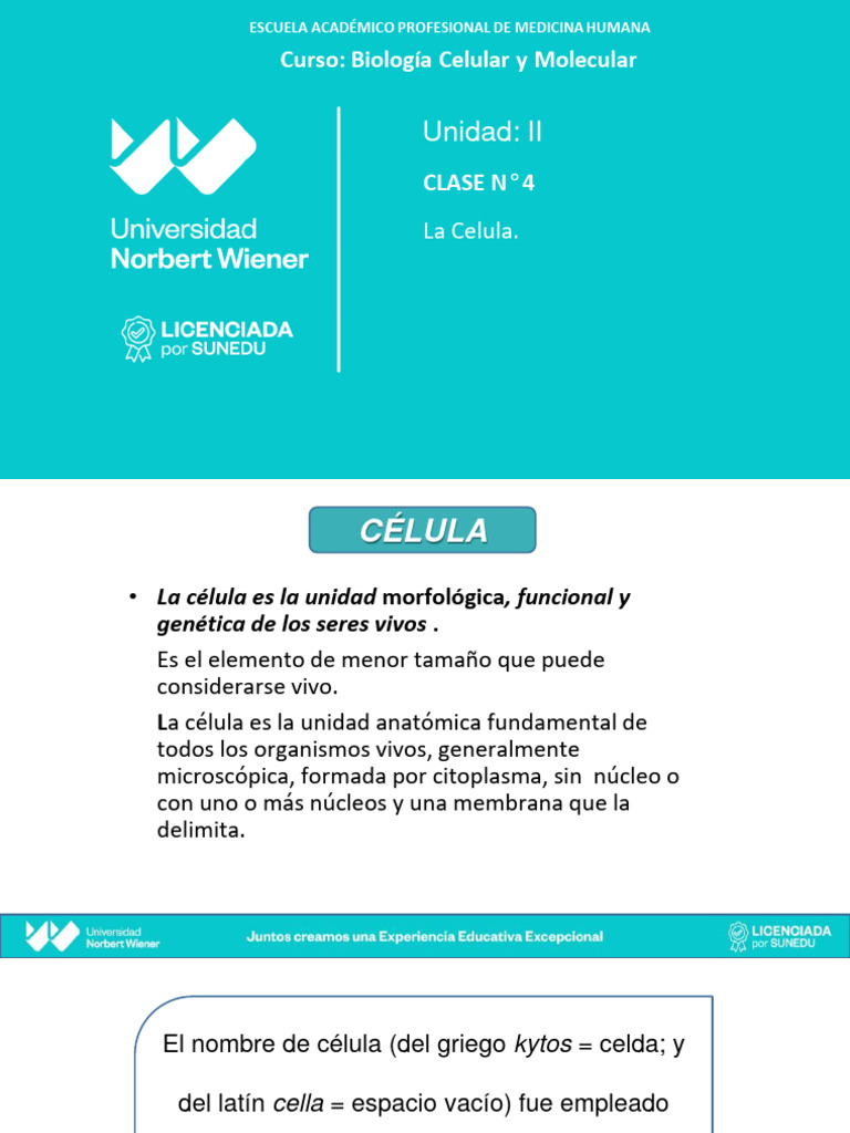 Semana 4 - La Célula | PDF | Membrana celular | Biología Celular)