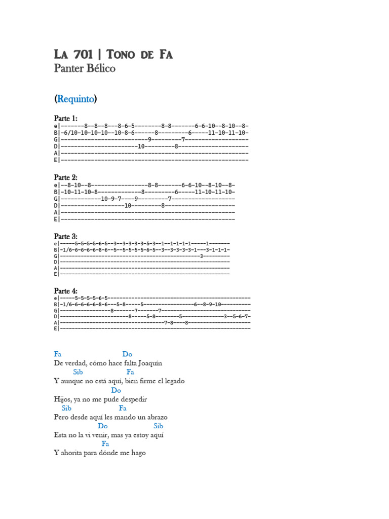 La 701 (Requinto y Acordes) | PDF