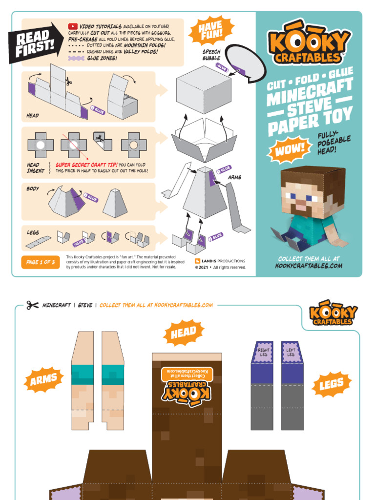 62a0fbd65376ad53d76ed512 - KookyCraftablesTM Minecraft Steve | PDF